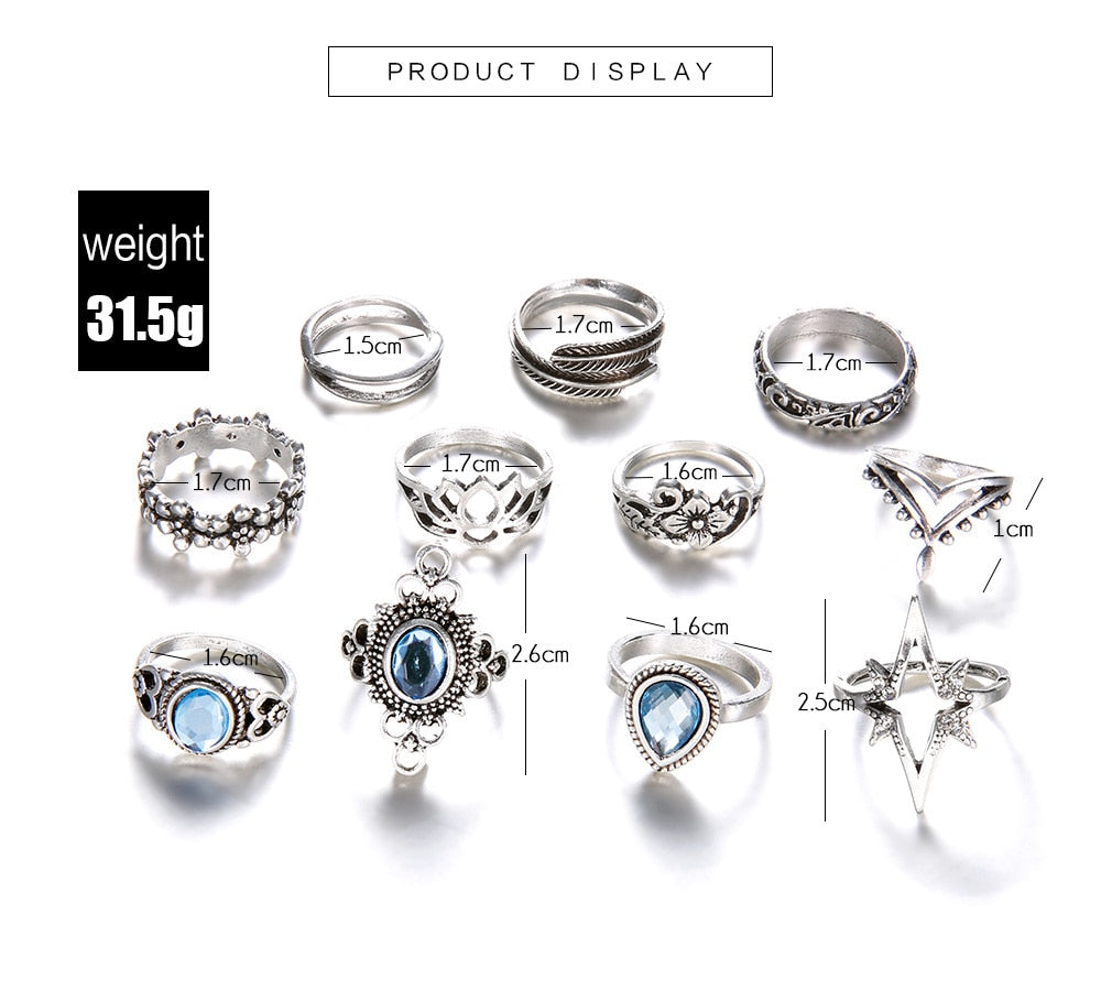 11 Piece Boho RIng Set | Flip Flop Labs